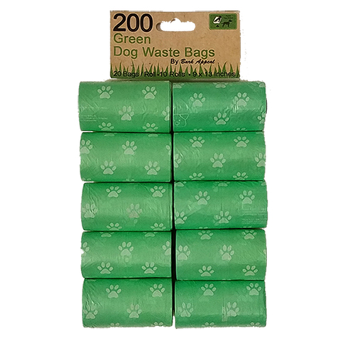 10 Pack 200 Green Dog Waste Bags