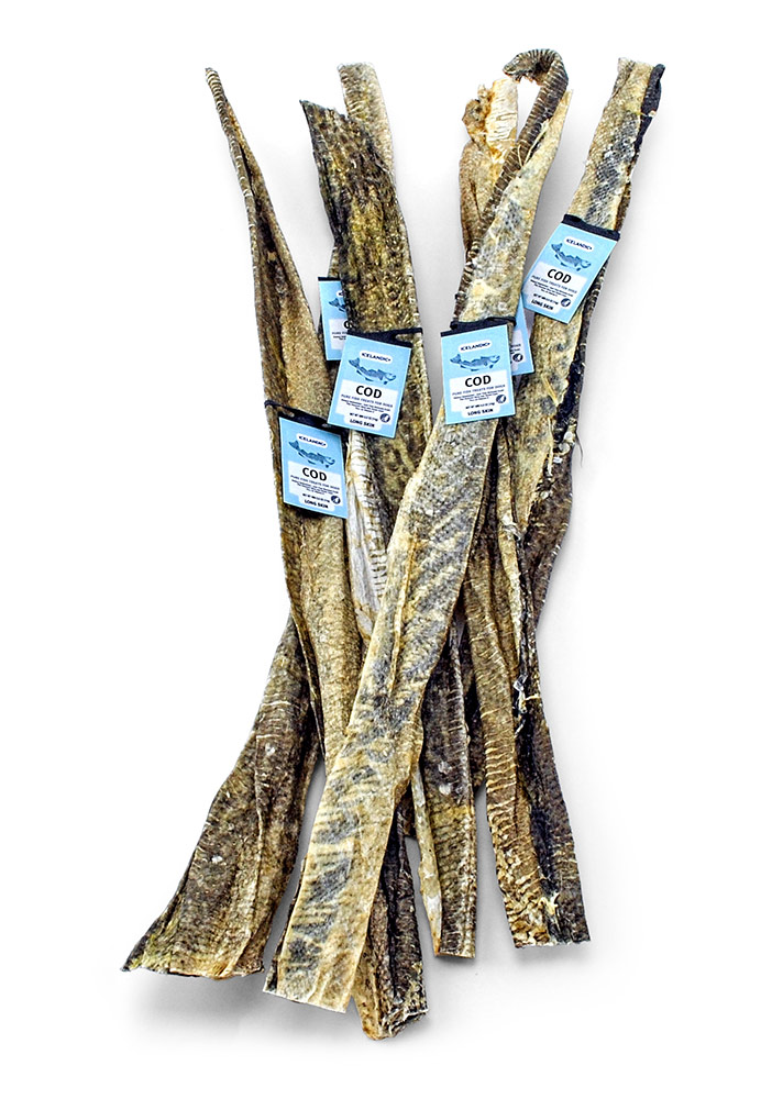 Icelandic+ Long Cod Skin Strips Dog Fish Treat Individuals 20ct 18-22 ...