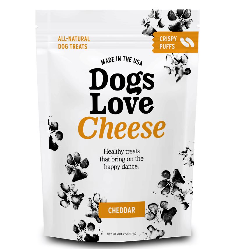 Dogs Love Cheese Cheddar Puffs 2.5 oz resealable bag
