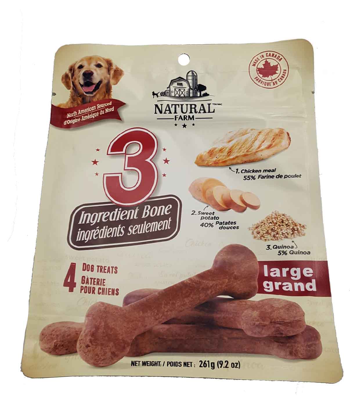 Natural Farm 3 Ingredient Dog Bone - No Corn, no fillers, no Artificial ...
