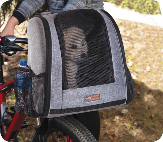 Travel Bike Backpack for Pets in Classy Gray, 9.5" x 14" x 15.75"