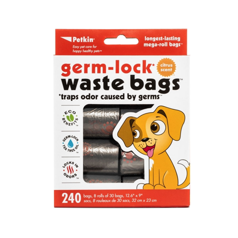 Petkin Germ-Lock Waste Bags Citrus - 240 count