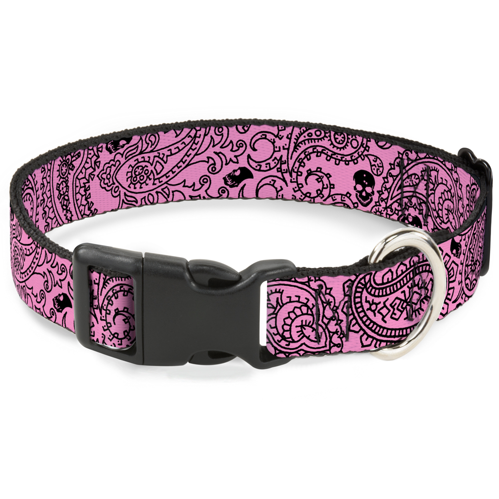 Plastic Clip Collar - Bandana/Skulls Pink/Black
