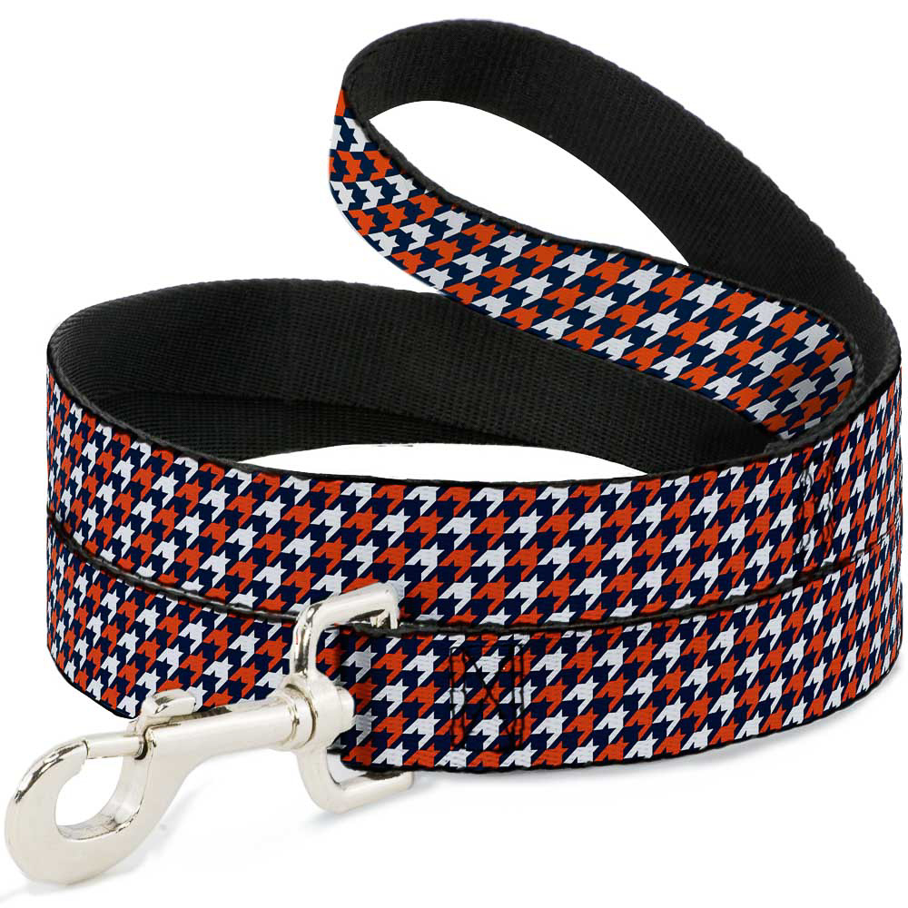 Dog Leash - Houndstooth Navy/Orange/White
