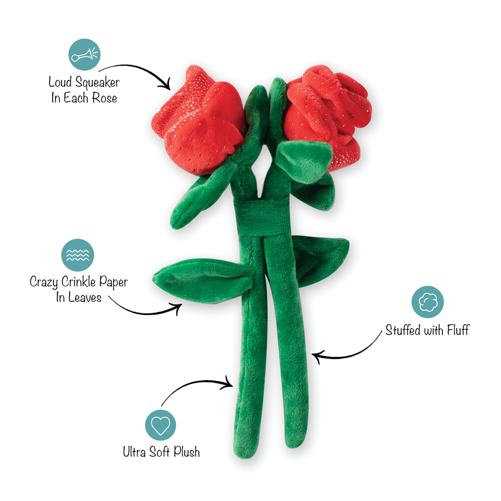 2 Roses Set Plush Dog Toy