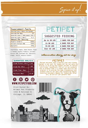 PETIPET Turmeric Bars (8oz. / 120 Bars per Bag)