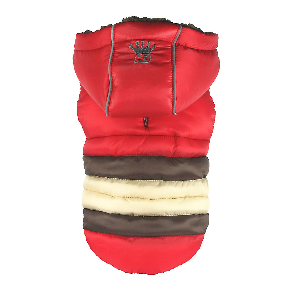 Soft Stripe Puffer Coat - Red