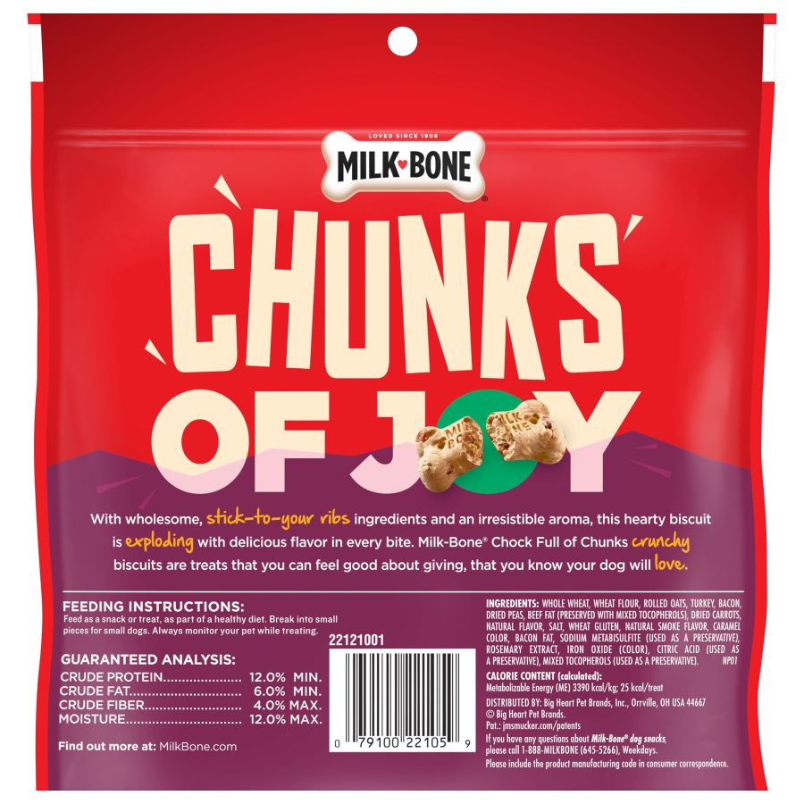 MilkBone Chock Full of Chunks Dog Treats Turkey and Bacon, 1ea/12 oz