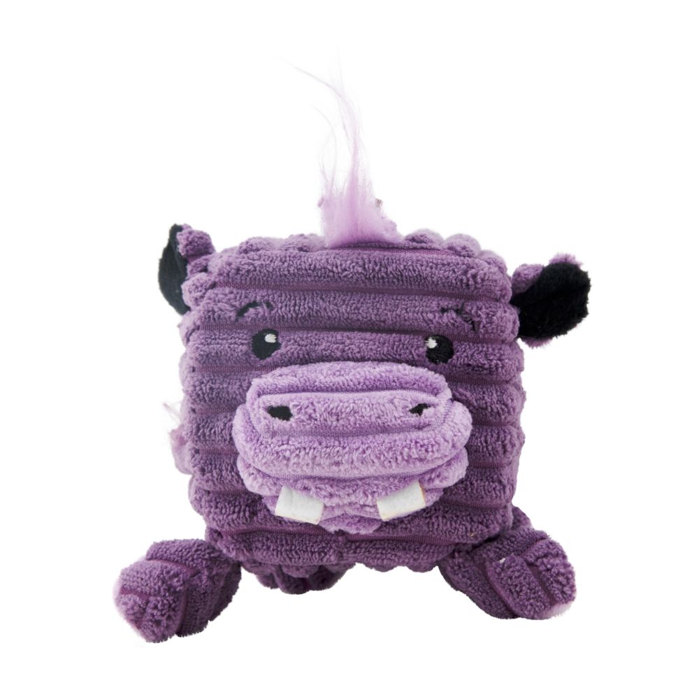 Charming Pet Cube-Eez Hippo 2-in-1 Plush Squeaky Dog Toy