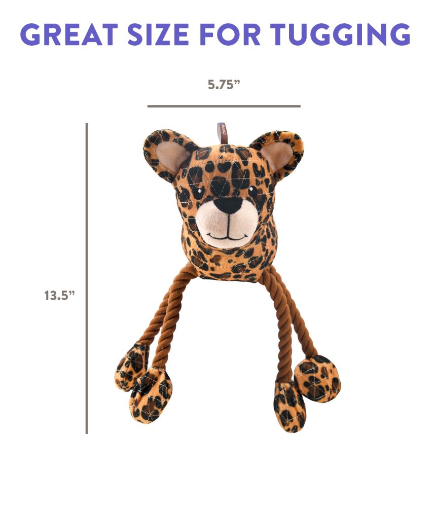 Charming Pet Dangle Dudes Leopard Plush Squeaky Dog Toy, Small