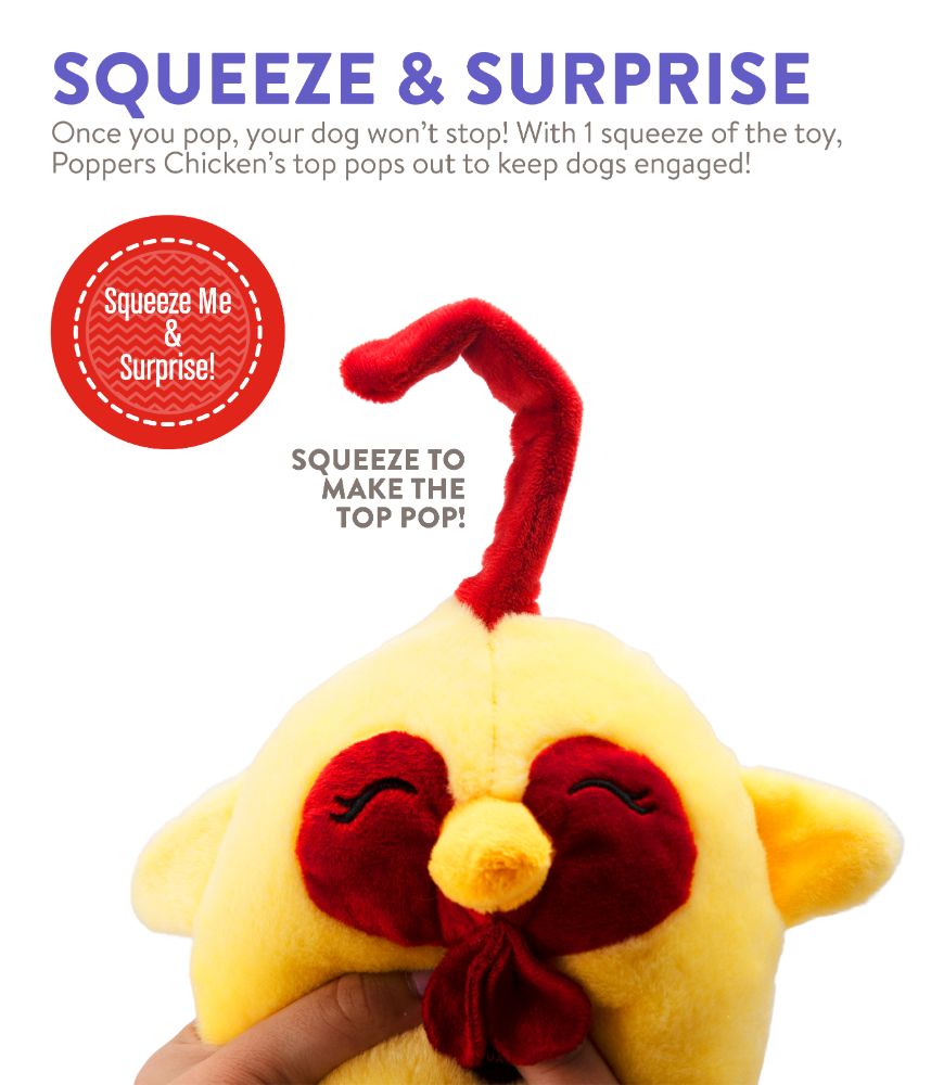 Charming Pet Poppers Yellow Chicken Dog Toy