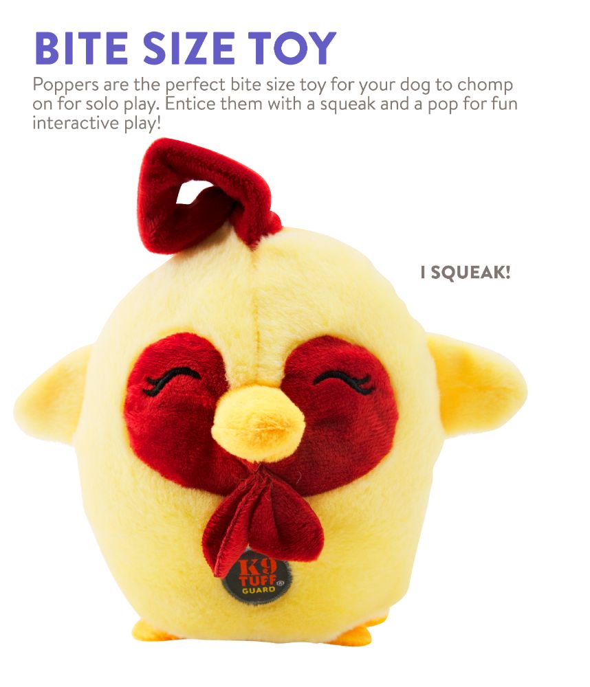 Charming Pet Poppers Yellow Chicken Dog Toy