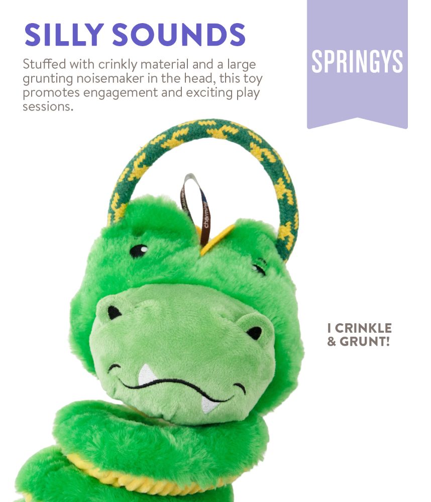 Charming Pet Springys Gator Plush Dog Tug Toy