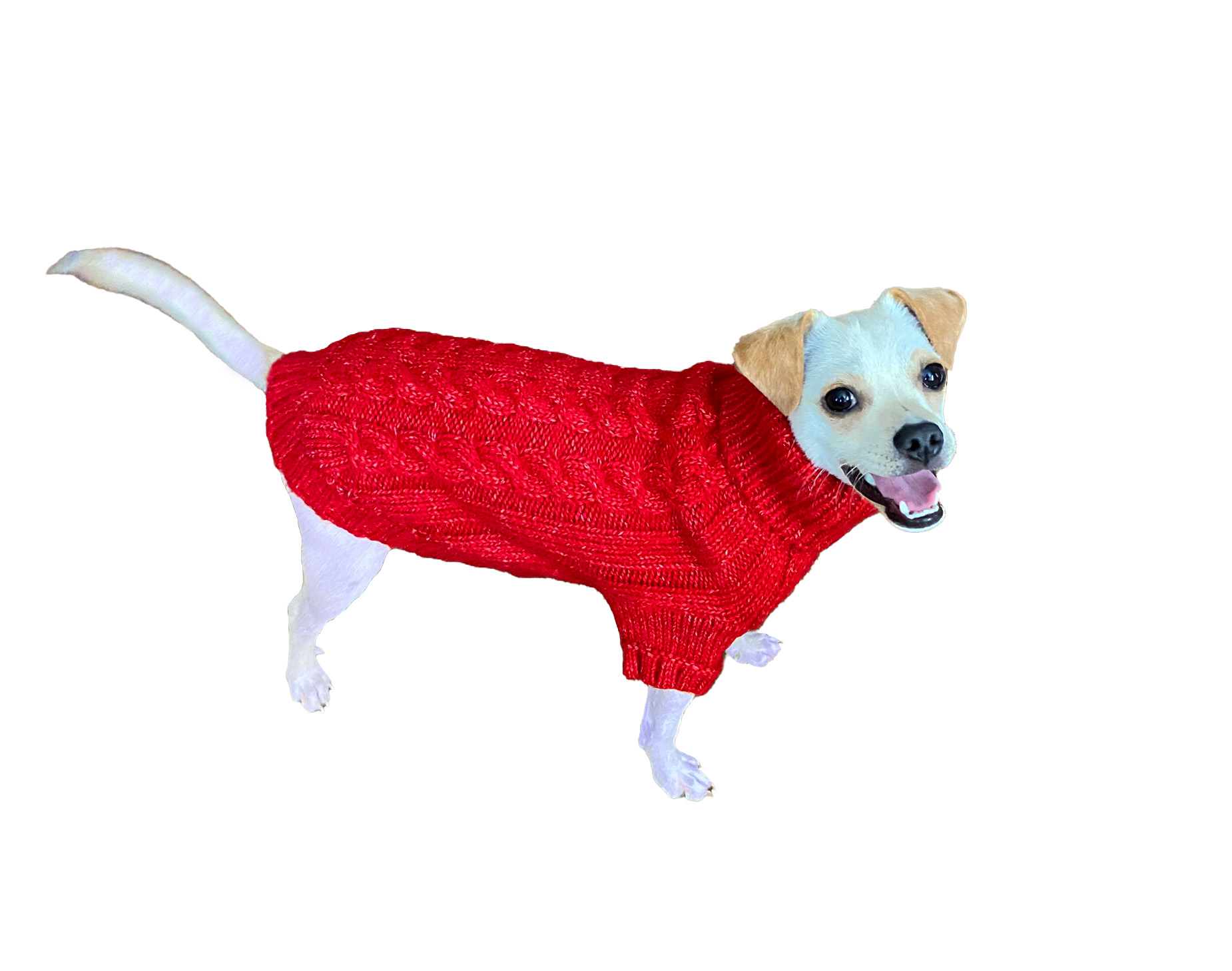 Red Angora Cable Knit Sweater
