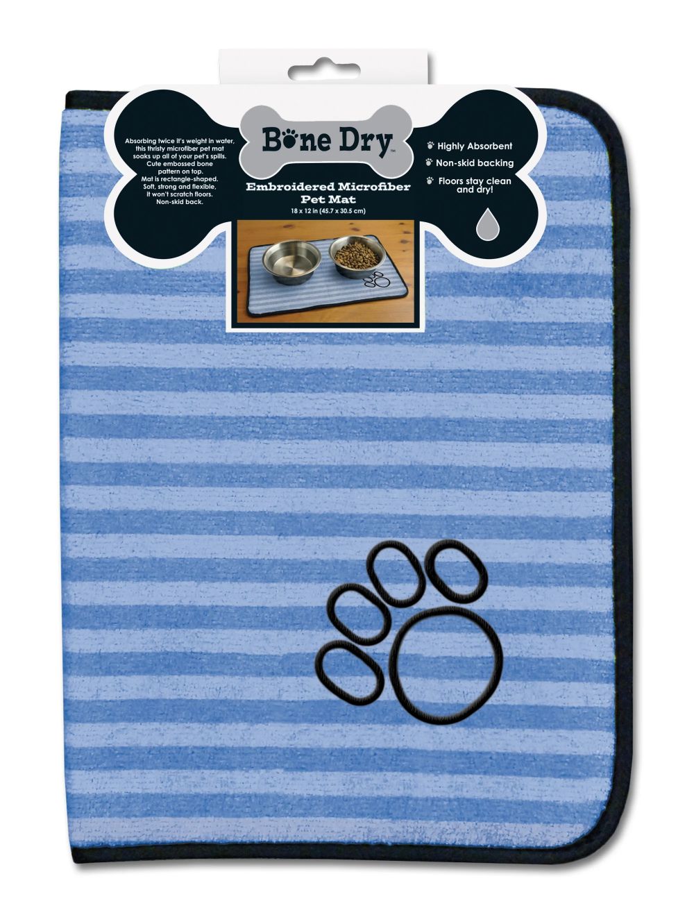 Blue Striped Embroidered Pet Mat