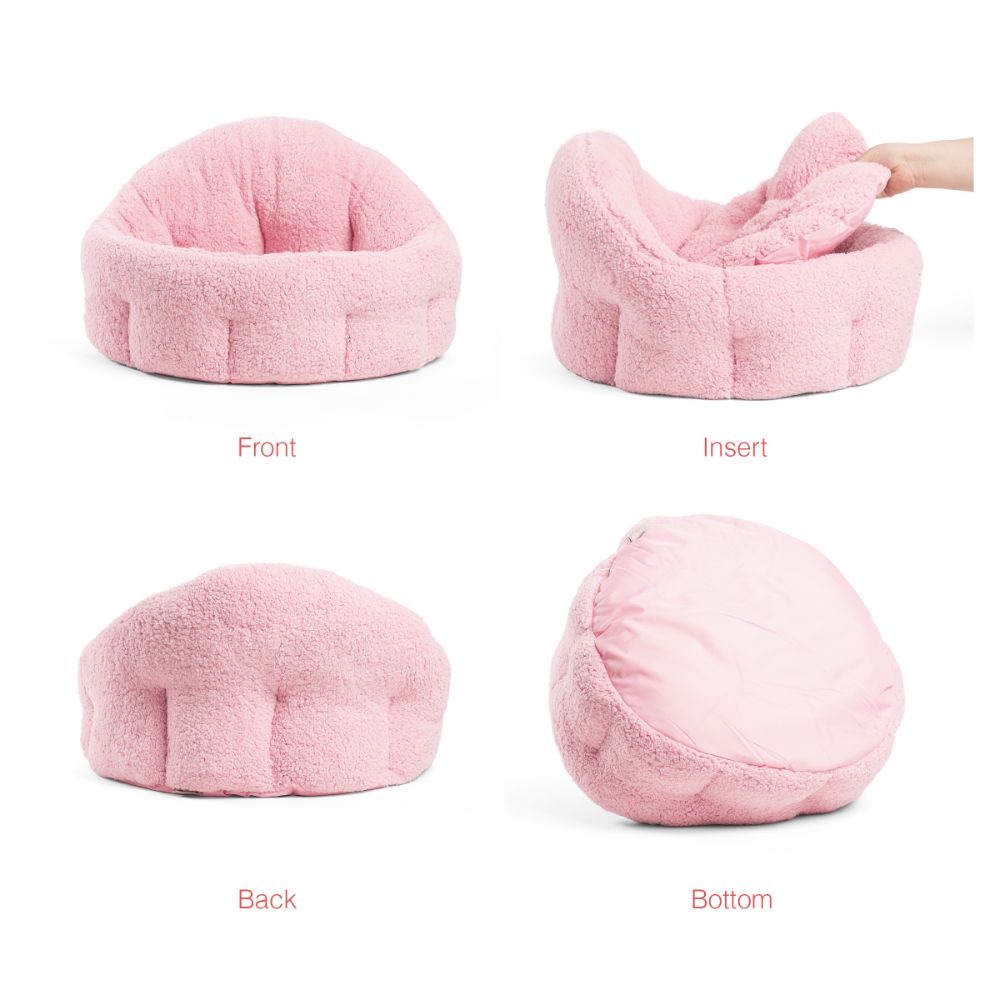 Deep Dish Sherpa Cuddler Cat and Dog Bed, Pink