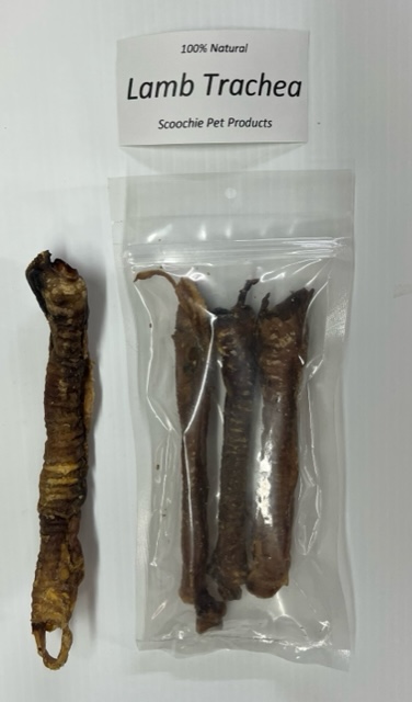 6-8 Inch Lamb Trachea Tubes 4 Pack in Zip Lock Bag
