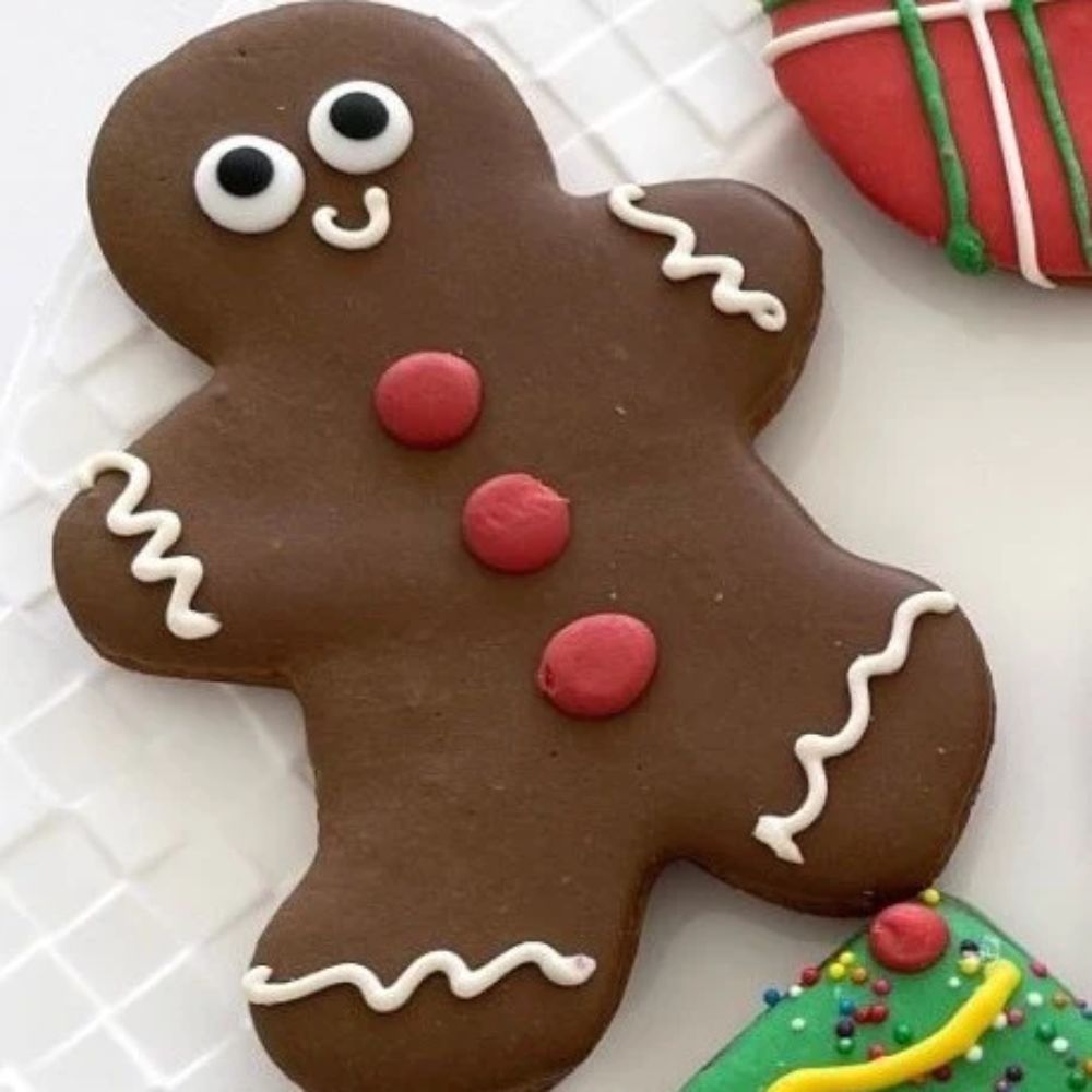 Christmas Gingerbread Boy Frosted Dog Cookie by BoxDog