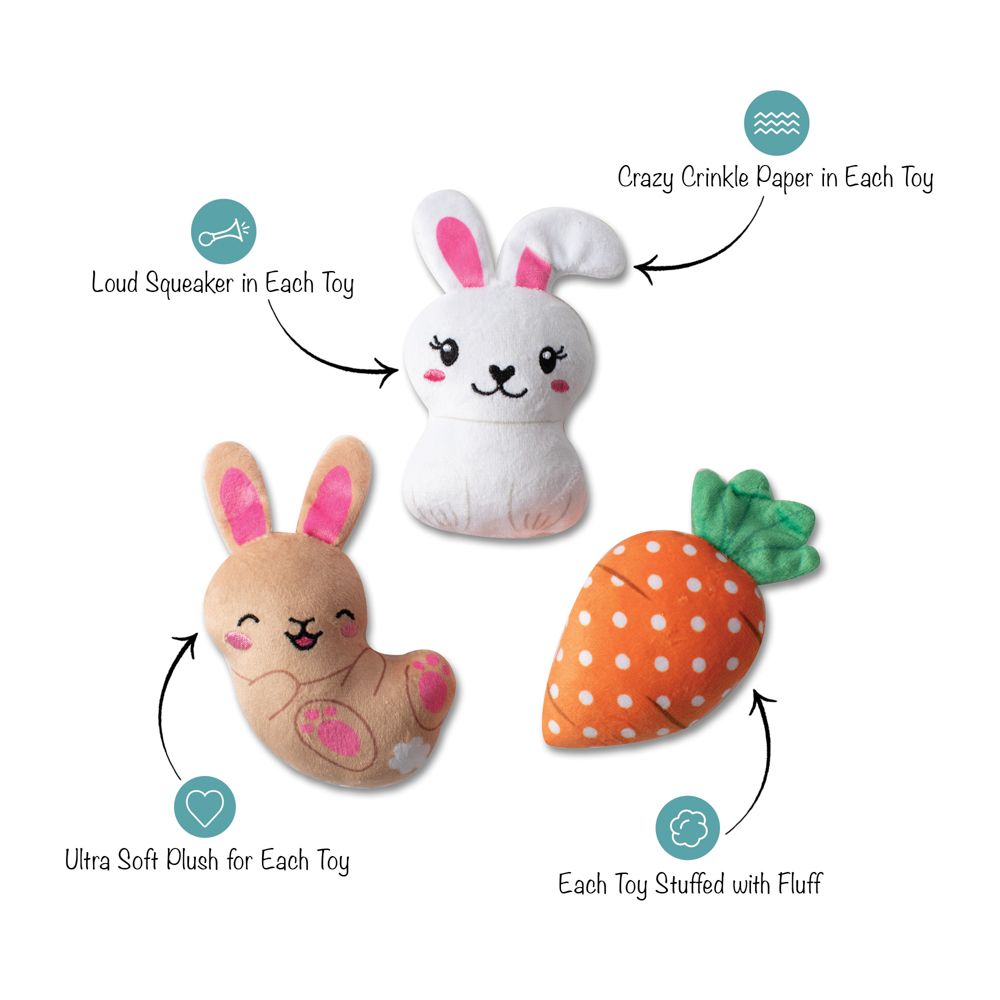 Can't Stop The Hop Small Plush Dog Toys Set Of 3