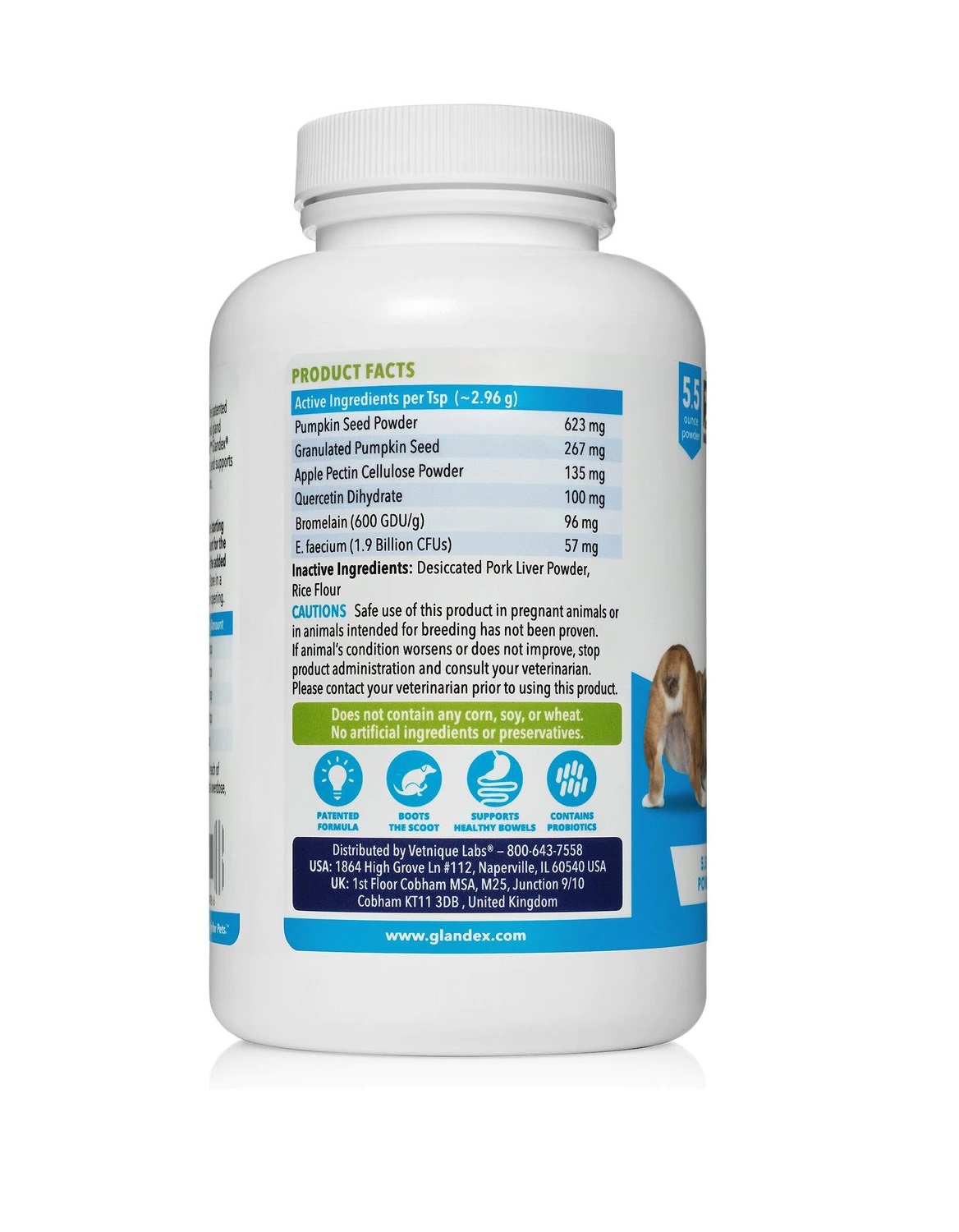 Glandex Anal Gland Powder - Pork Liver Flavor 4 oz