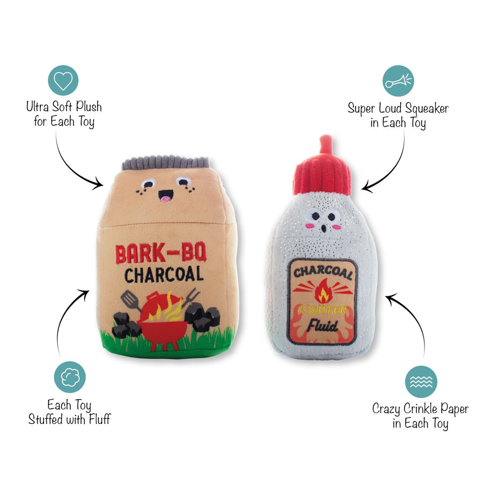 Burn Baby Burn Plush Dog Toys Set of 2