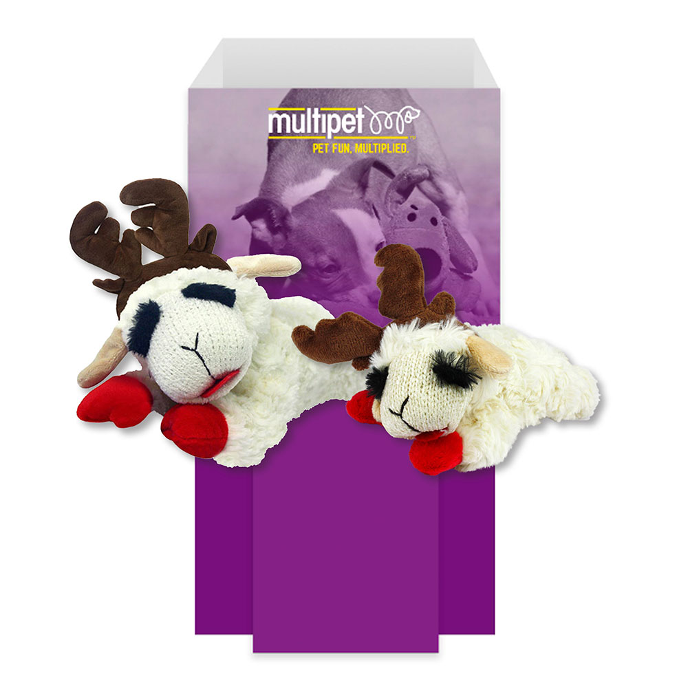 Multipet Holiday Lamb Chops w/Antlers 48pc Dump Bin