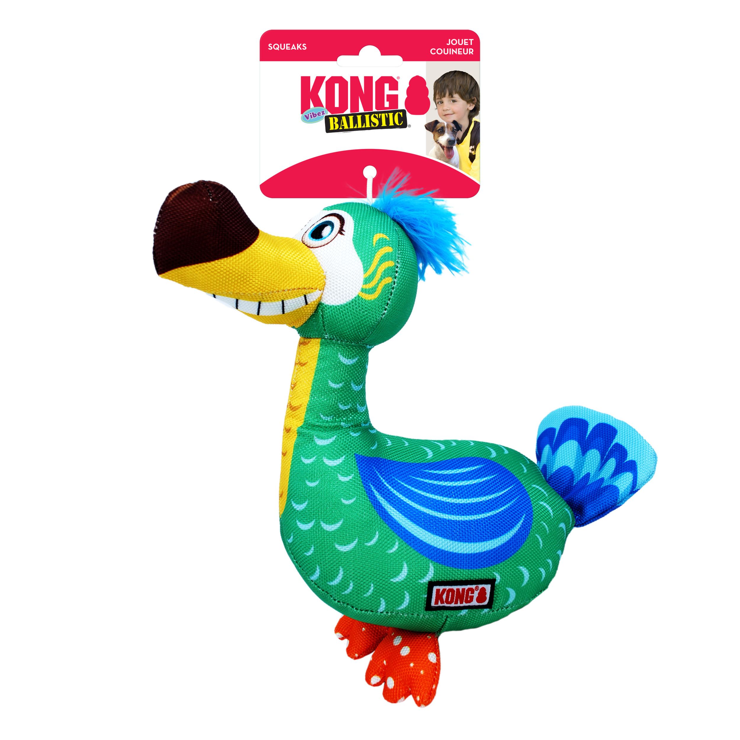KONG Ballistic Vibez Birds Dog Toy Assorted 1ea/MD/LG