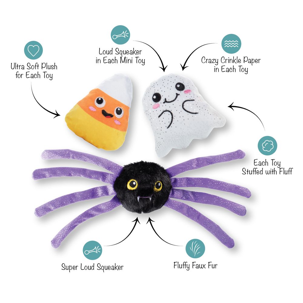 Frightly Friends Plush Dog Toys Multi-Pack Set Of 3