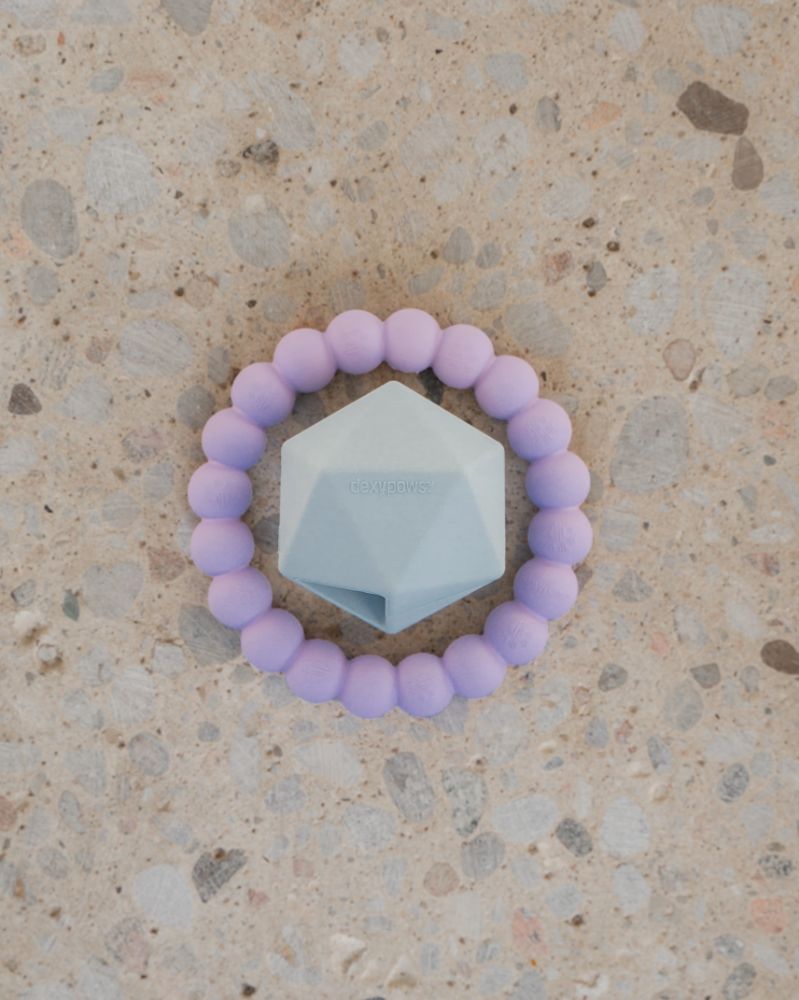 2 Piece Geometric & Ring Aggressive Chew Toy Set - Lilac Purple & Sky Blue