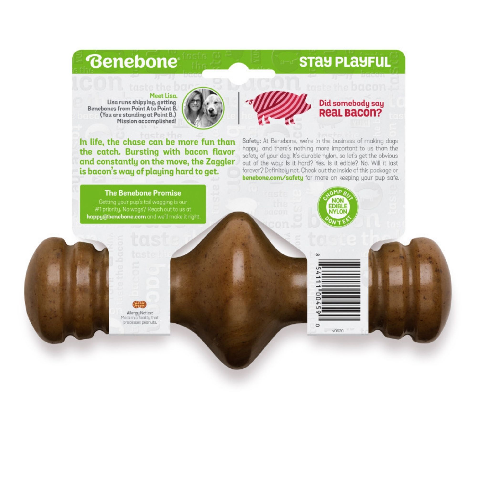 Benebone Stick & Zaggler Dog Chew Toy Bacon, 1ea/MD|2 pk