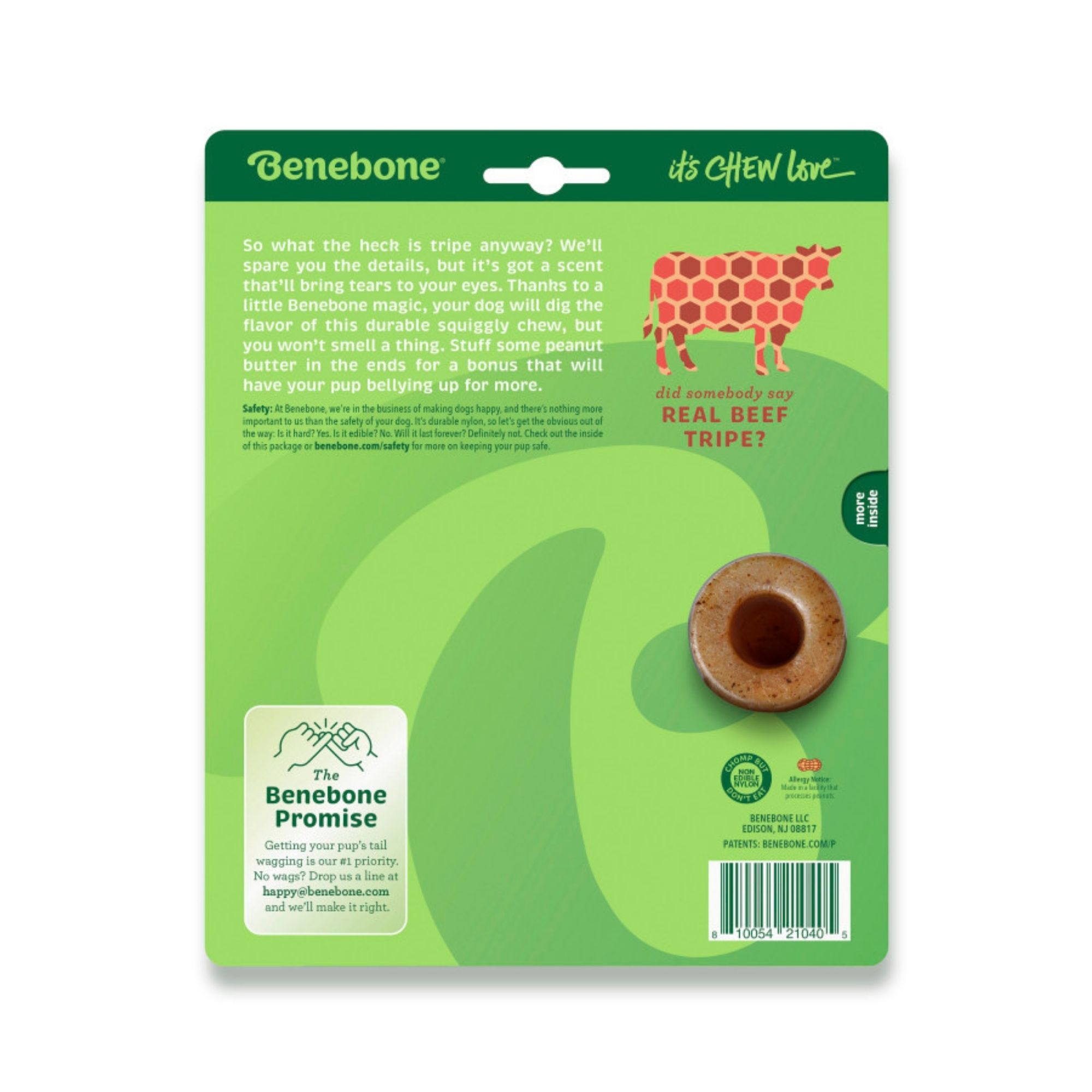 Benebone Tripe Bone Durable Dog Chew Toy Beef Tripe, 1ea/LG