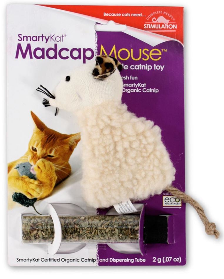 SmartyKat Madcap Mouse Refillable with Catnip Tube Cat Toy Assorted 1ea