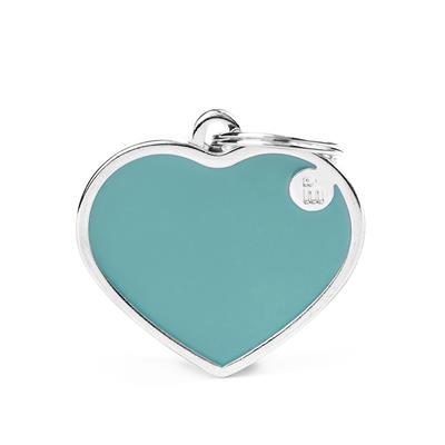 Large Light Blue Heart ID Tag