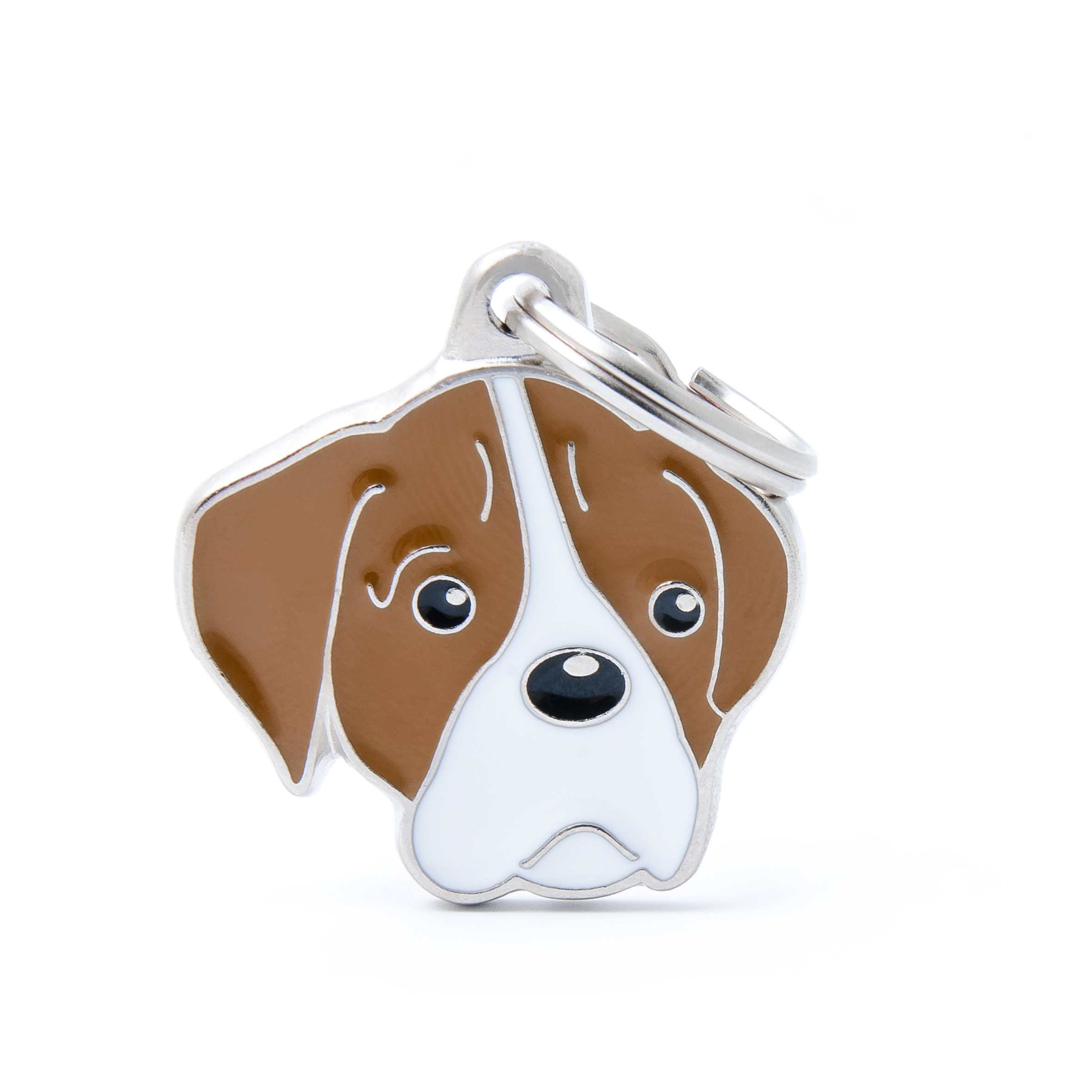 White And Brown Boxer ID Tag