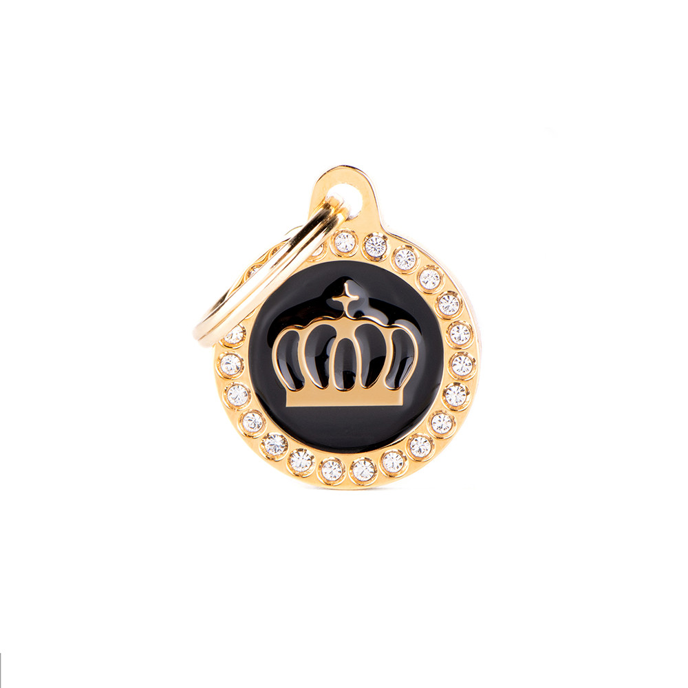 Black Glam Gold Crown ID Tag