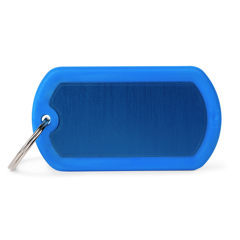 Blue Military Aluminum Blue Rubber ID Tag