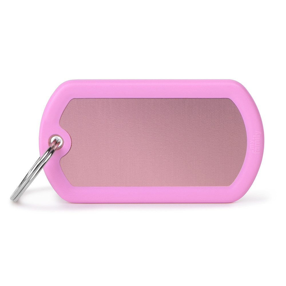 Pink Military Aluminum Pink Rubber ID Tag