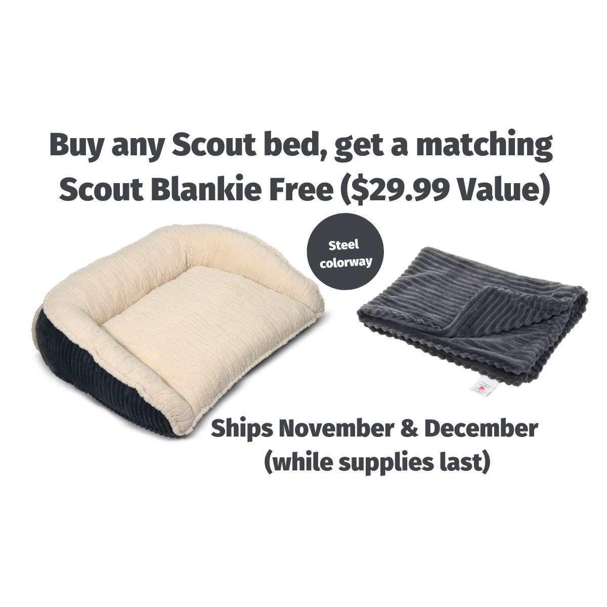 Scout Bolster Dog Bed with a FREE Scout Blanket