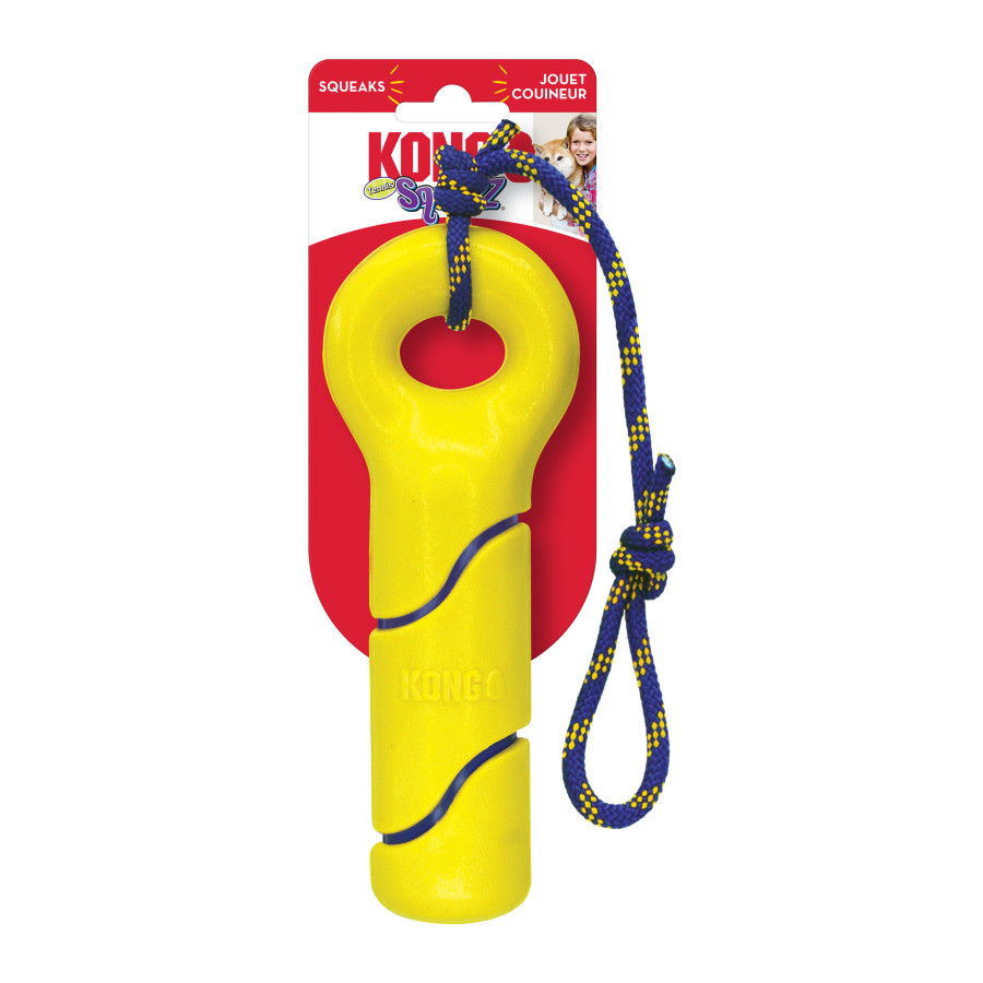 KONG Squeezz Tennis Buoy w/Rope Dog Toy Yellow 1ea/MD