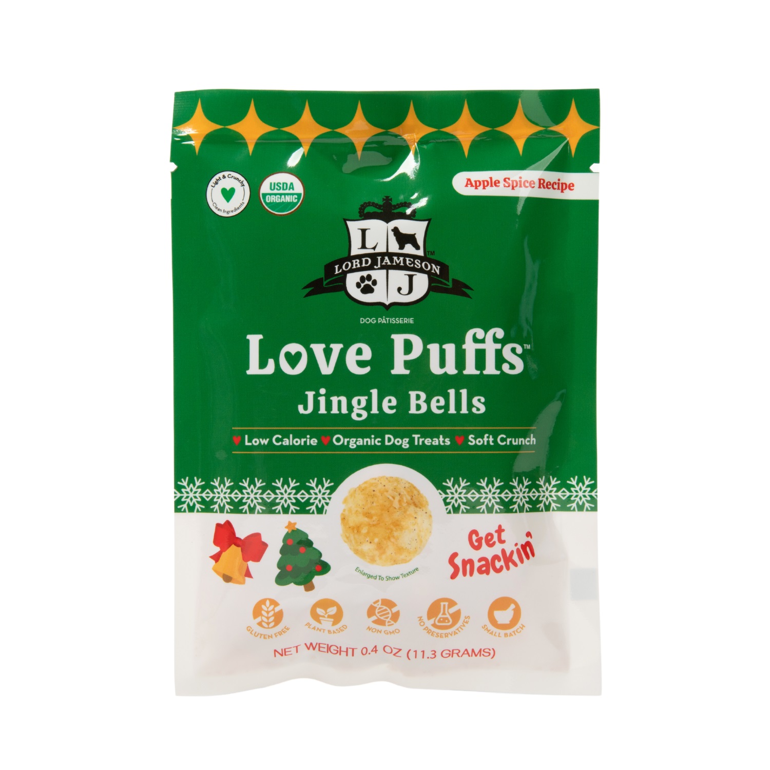 "Lord Jameson Love Puffs Jingle Bells Grab-n-Go .4oz Snack Pack Pouch"