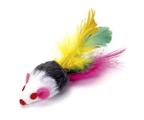 Rascals® 4" Fur Mouse with Feather Tail, 120 Count Jar